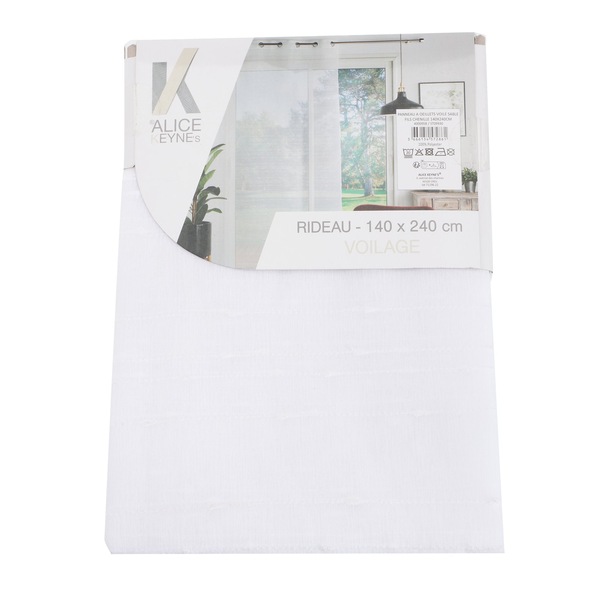 Voilage sable fils chenille Opalia - Blanc – Stokomani